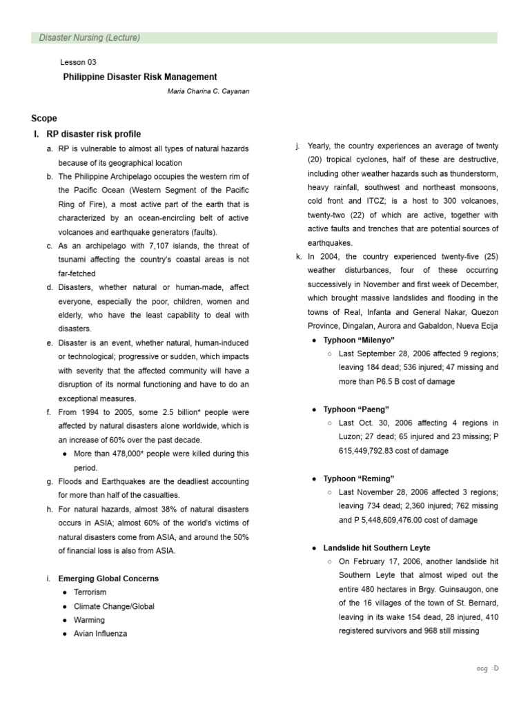 Disaster Nursing (Lec) #3 - DRRM | PDF | Natural Disasters | Seasons