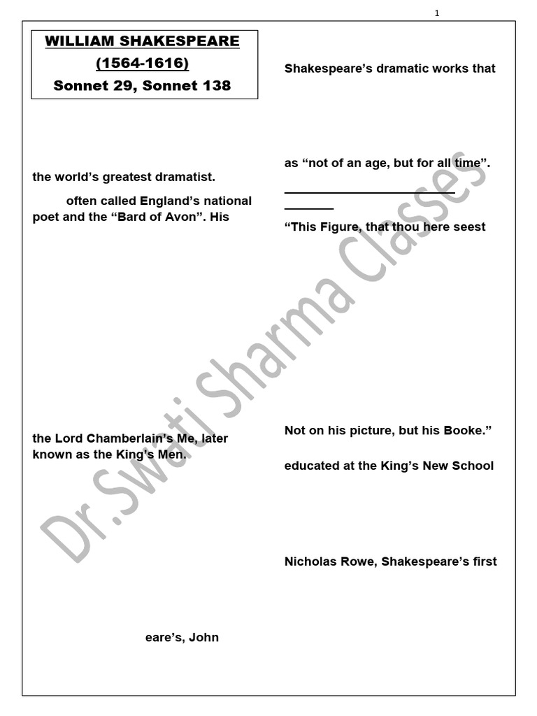 Shakespeare Sonnet 29 and 138 - 65853006 - 2026 - 01 - 05 - 12 - 11 ...