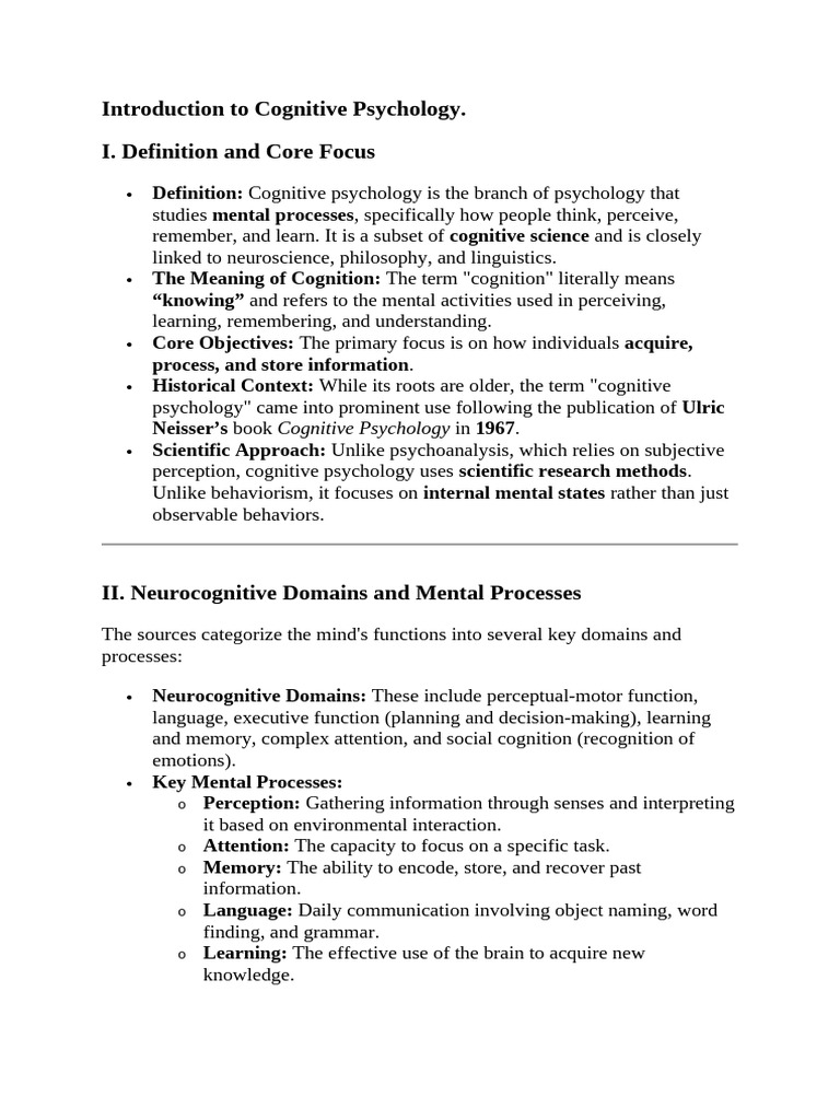 Cognitive Psychology Unit 1 | PDF | Cognition | Empiricism