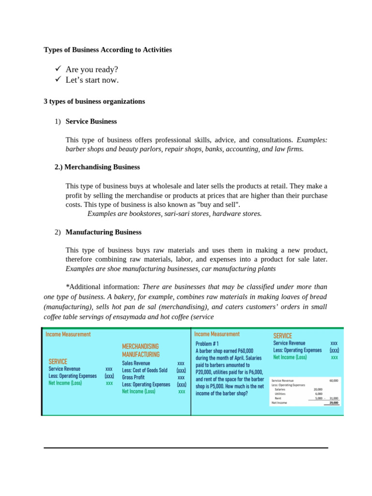 Types of Business Organization Accoring To Their Activities | PDF