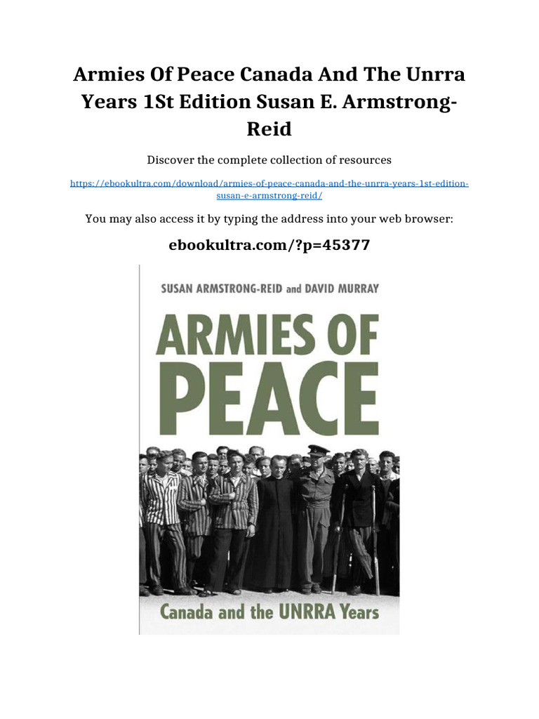 Armies of Peace Canada and the UNRRA Years 1st Edition Susan E ...