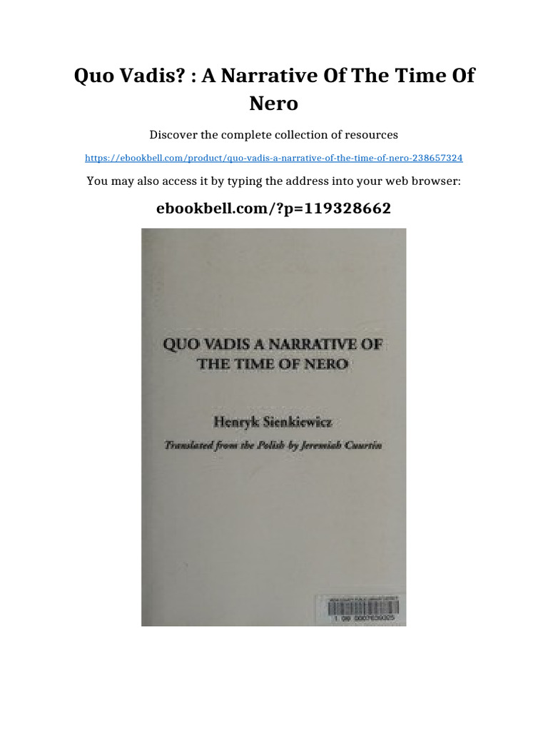 Quo vadis? : a narrative of the time of Nero digital version 2025 | PDF ...
