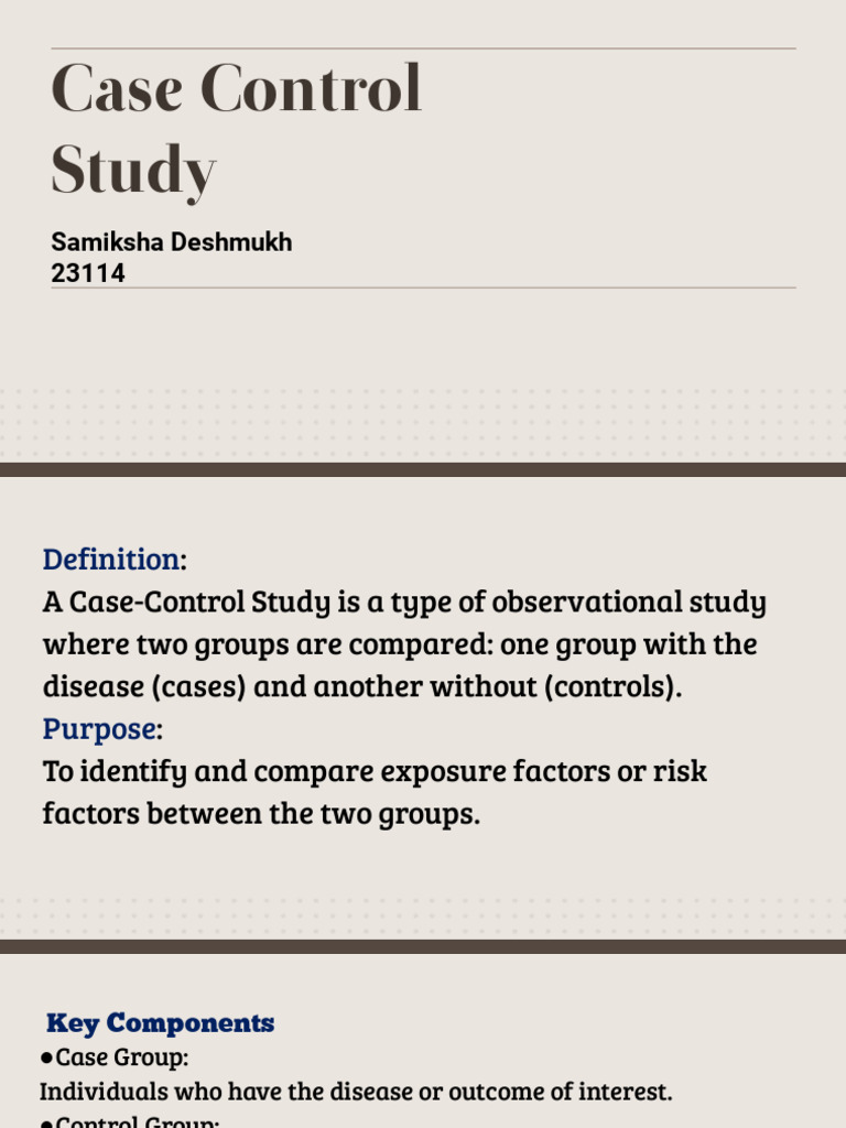 Case control study presntation | PDF | Health Sciences | Clinical Medicine