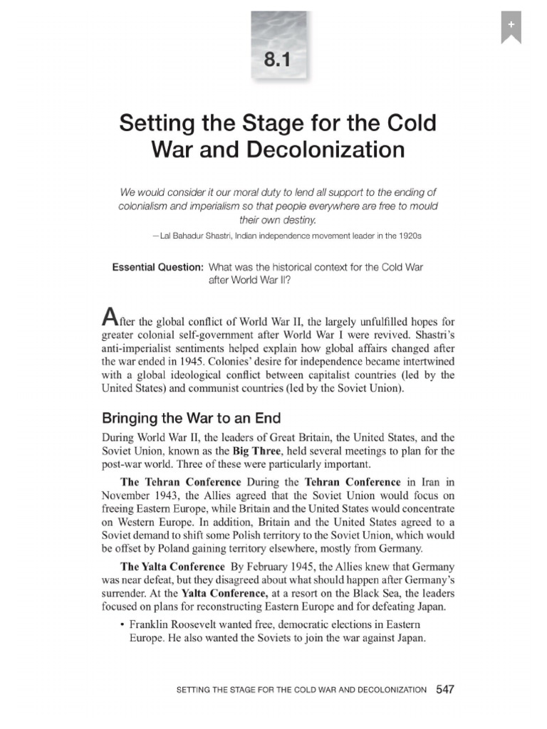 8.1 Setting+the+Stage+for+the+Cold+War+and+Decolonization | PDF