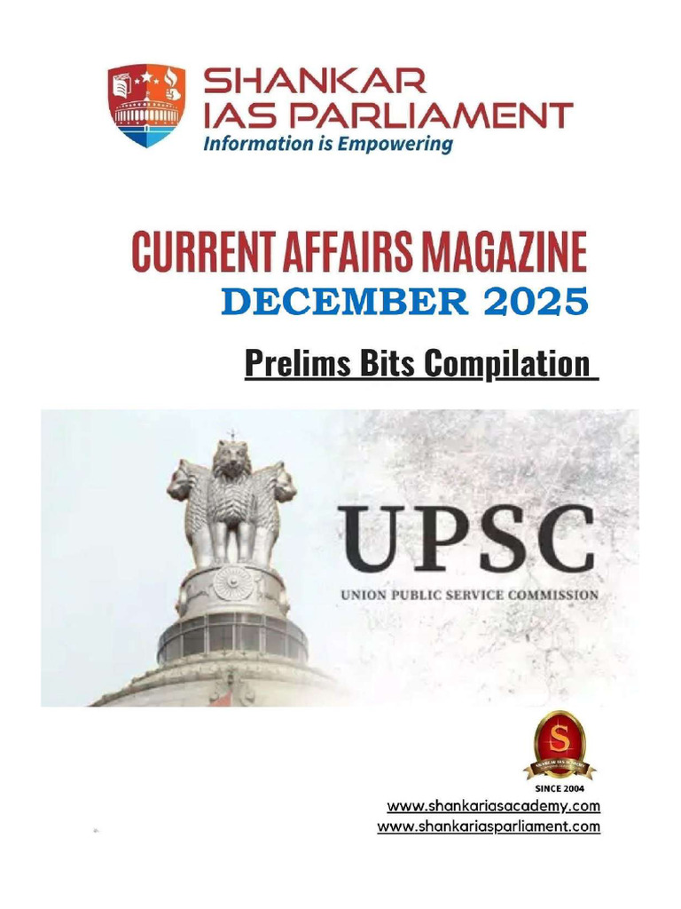 CurrentAffairs Dec2025 Current Affairs Magazine Prelim Bits December ...