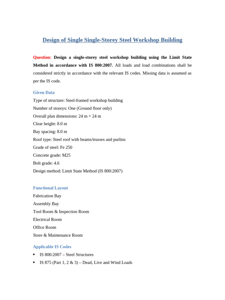 Project 02 Steel Workshop Design | PDF