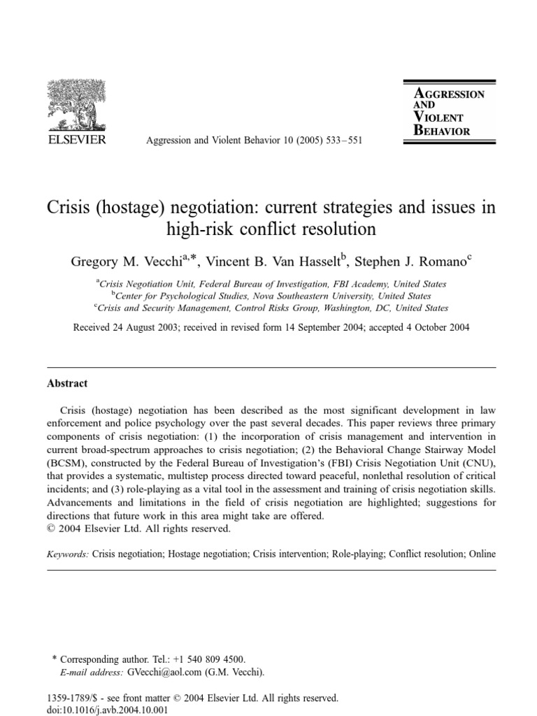 Crisis -Hostage- Negotiation - Current Strategies and Issues in High ...