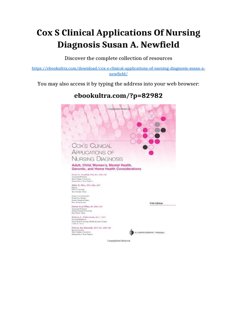 Cox s Clinical Applications of Nursing Diagnosis Susan A. Newfield ...