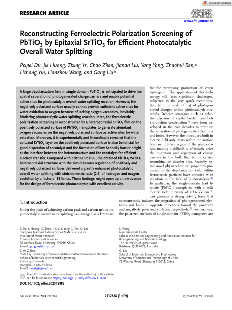 Adv Funct Materials - 2024 - Du - Reconstructing Ferroelectric ...