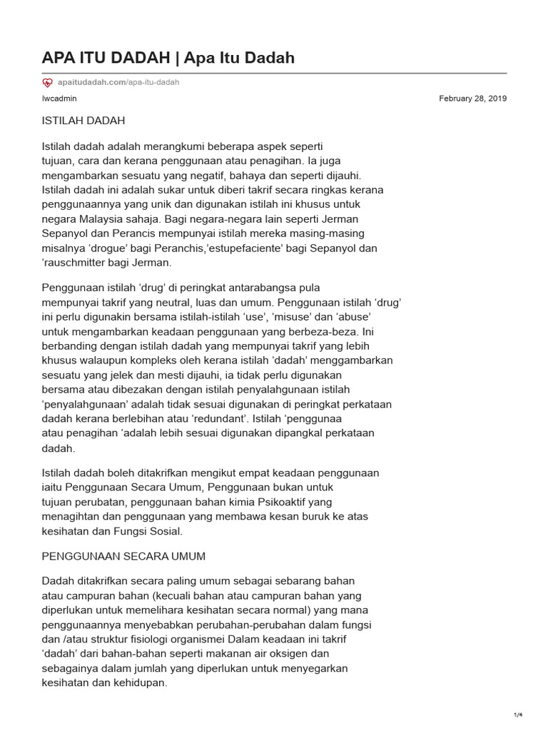 Apaitudadah.com-APA ITU DADAH Apa Itu Dadah | PDF