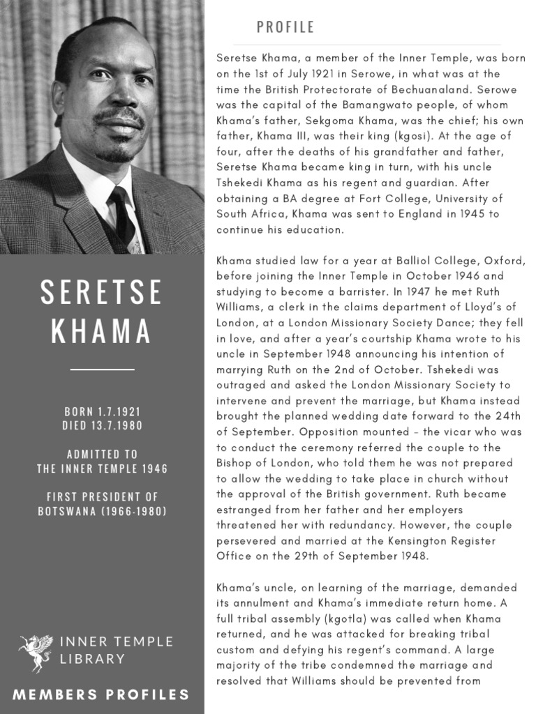 Profile Seretse Khama | PDF | Botswana