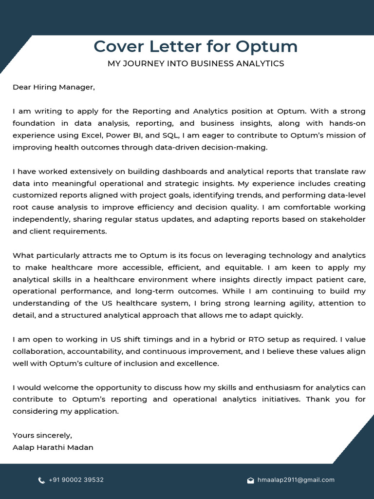 Cover Letter for Optum | PDF