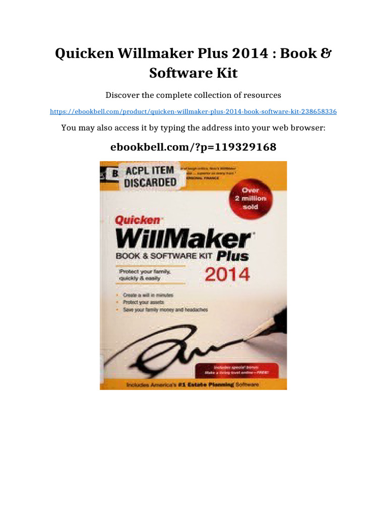 Quicken WillMaker Plus 2014 : book & software kit full | PDF ...