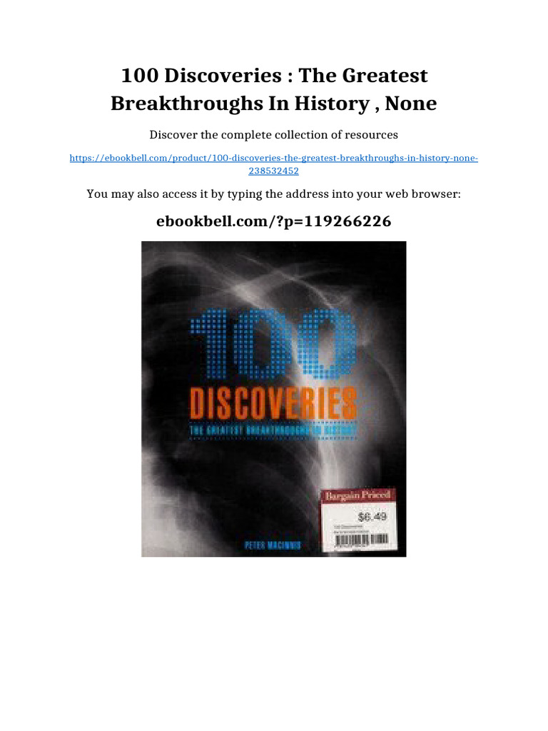 100 discoveries : the greatest breakthroughs in history , None online ...