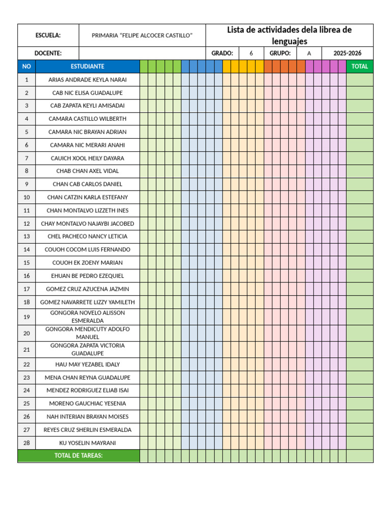 Lista de TAREAS A Color | PDF