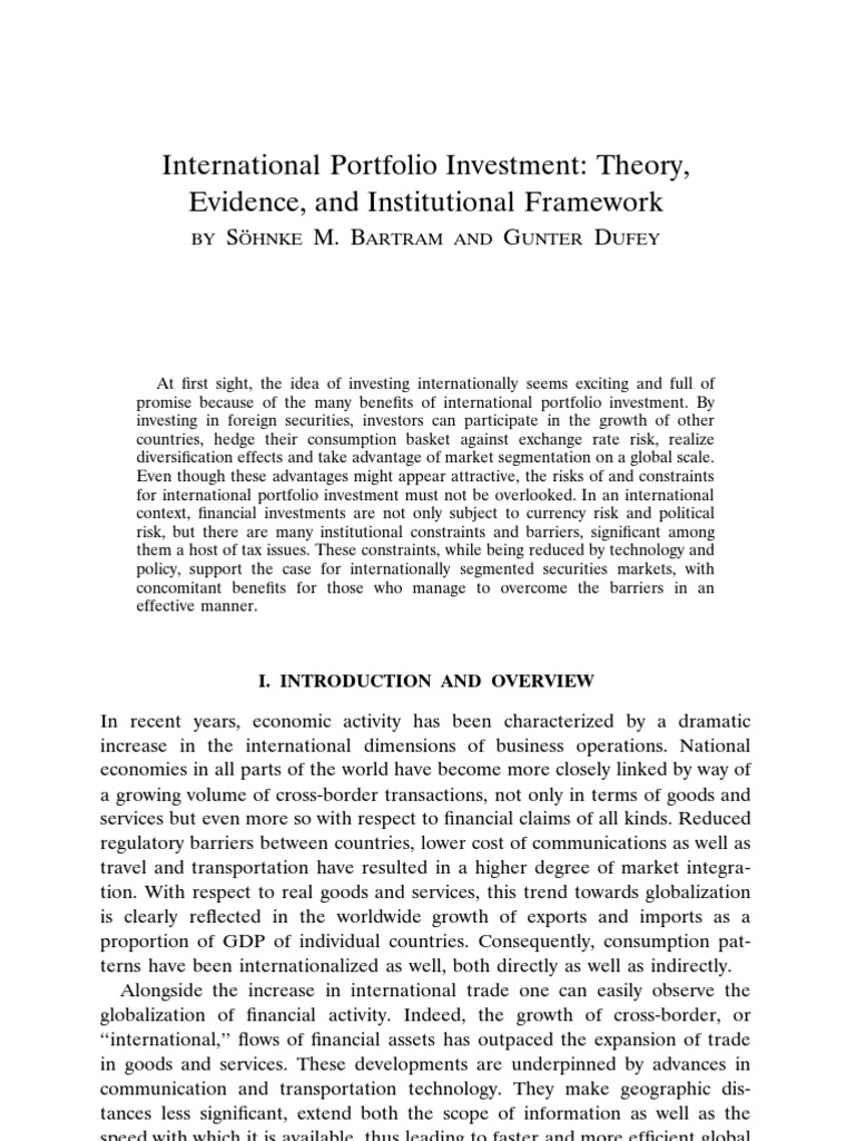 International Portfolio Investment | PDF | Capital Asset Pricing Model ...