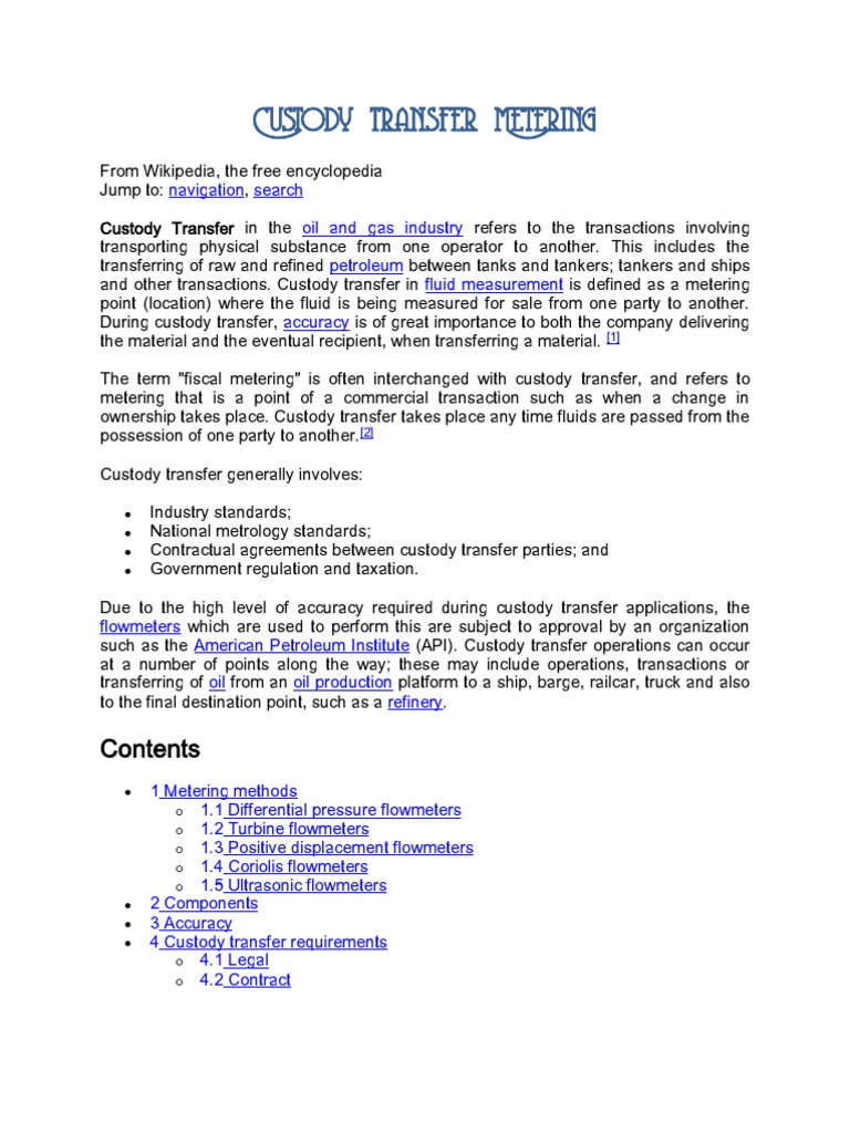 Custody Transfer Metering | PDF | Flow Measurement | Fluid Mechanics