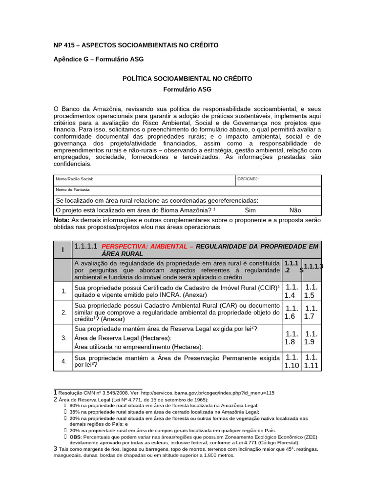 Apendice G Formulario ASG | PDF | Desperdício | Sustentabilidade