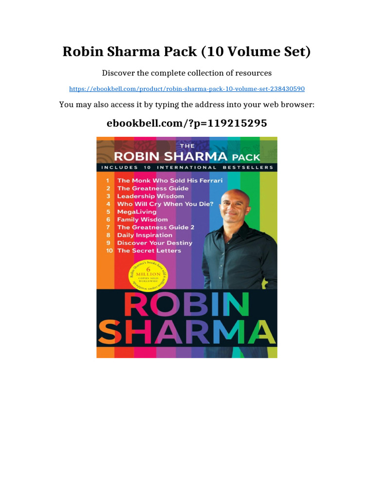 Robin Sharma Pack (10 Volume Set) Available Full Chapters | PDF ...