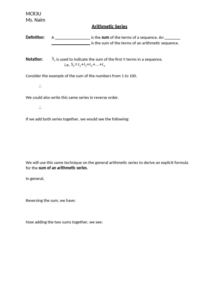 Lesson 7 Arithmetic Series | PDF