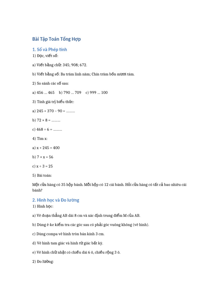 Bai Tap Toan Tong Hop | PDF