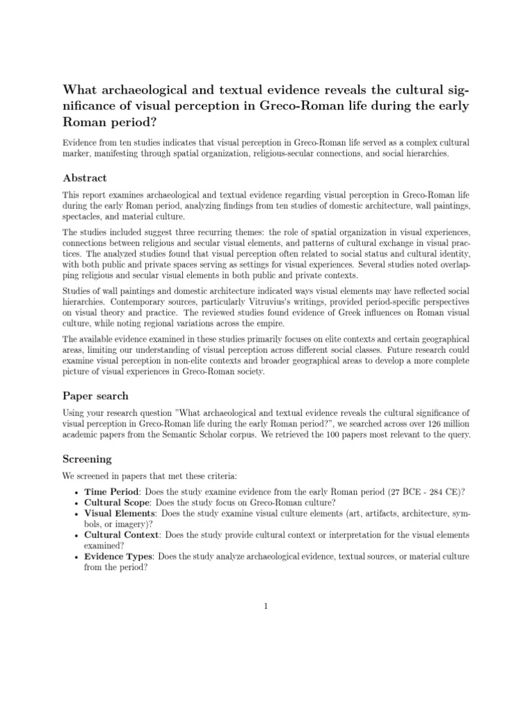 Elicit - Visual Perception in Greco-Roman Culture - Report | PDF ...