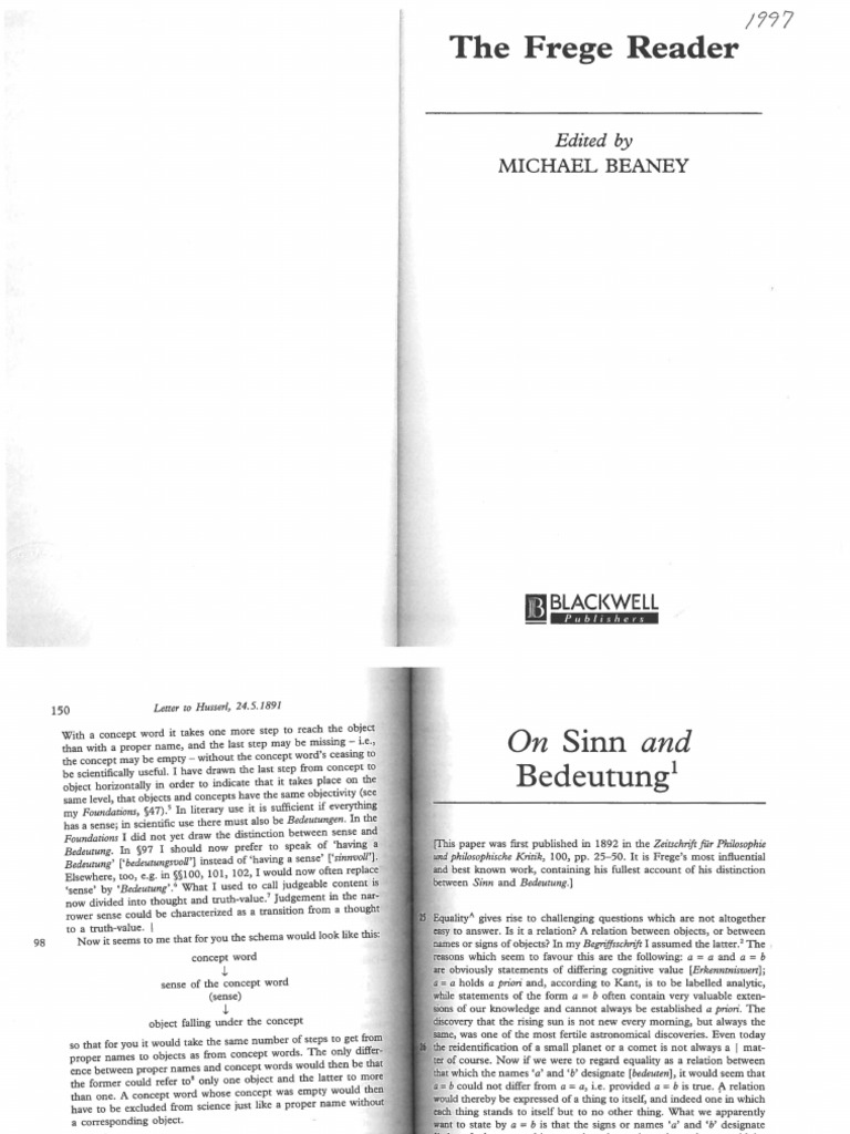 Frege - On Sense (Sinn) and Reference (Bedeutung) | PDF