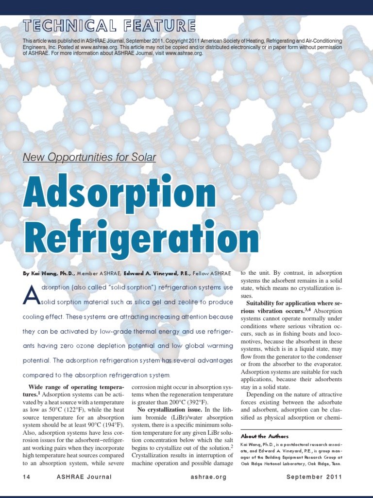 ASHRAE Journal - Absorption Refrigeration | PDF | Adsorption | Air ...