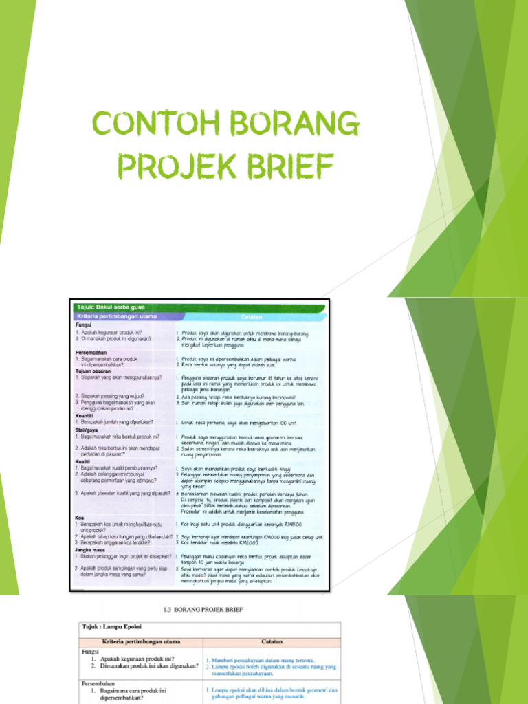 Contoh Borang Projek Brief | PDF