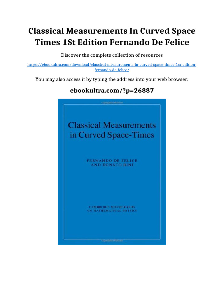 Classical Measurements in Curved Space Times 1st Edition Fernando de ...