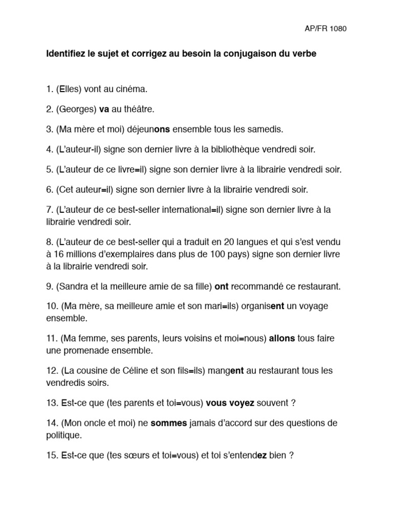 F4b Activite Sujet Verbe | PDF