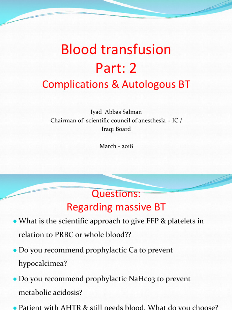 Blood Transfusion 2 | PDF | Blood Transfusion | Diseases And Disorders