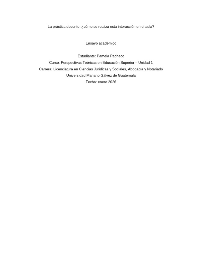 Ensayo Perspectivas Teoricas Educacion Superior | PDF | Maestros ...