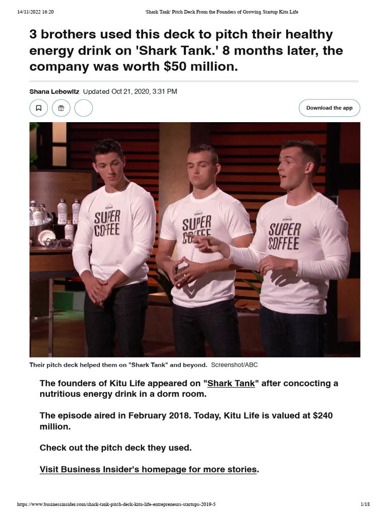 'Shark Tank' Pitch Deck From the Founders of Growing Startup Kitu Life ...
