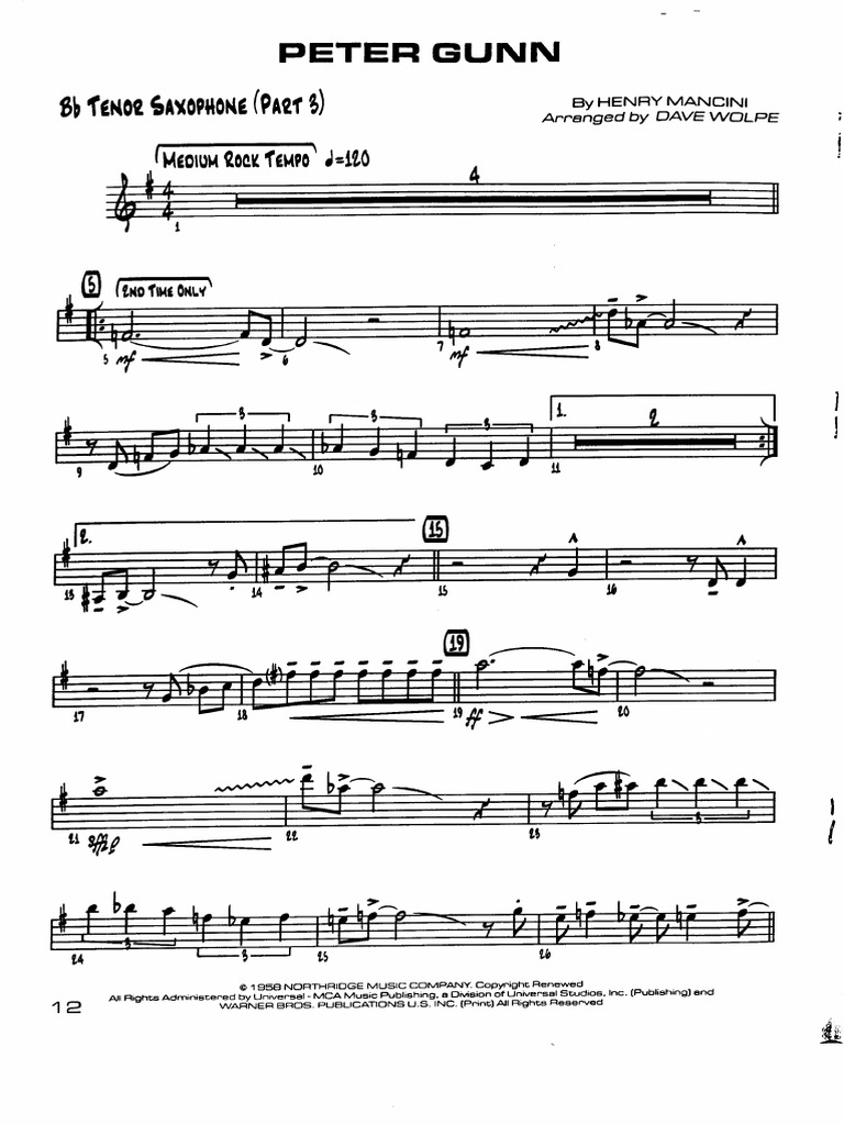 Peter Gunn - Dave Wolpe - Tenor Sax | PDF