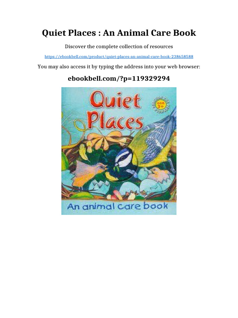 Quiet Places: An Animal Care Book Full Chapters Instanly | PDF | Syntax ...