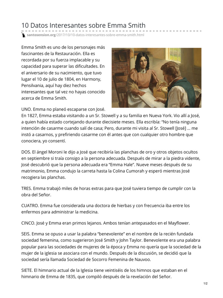 Santosension.org-10 Datos Interesantes Sobre Emma Smith | PDF | José Smith