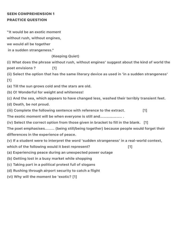 Seen Comprehension 1 | PDF