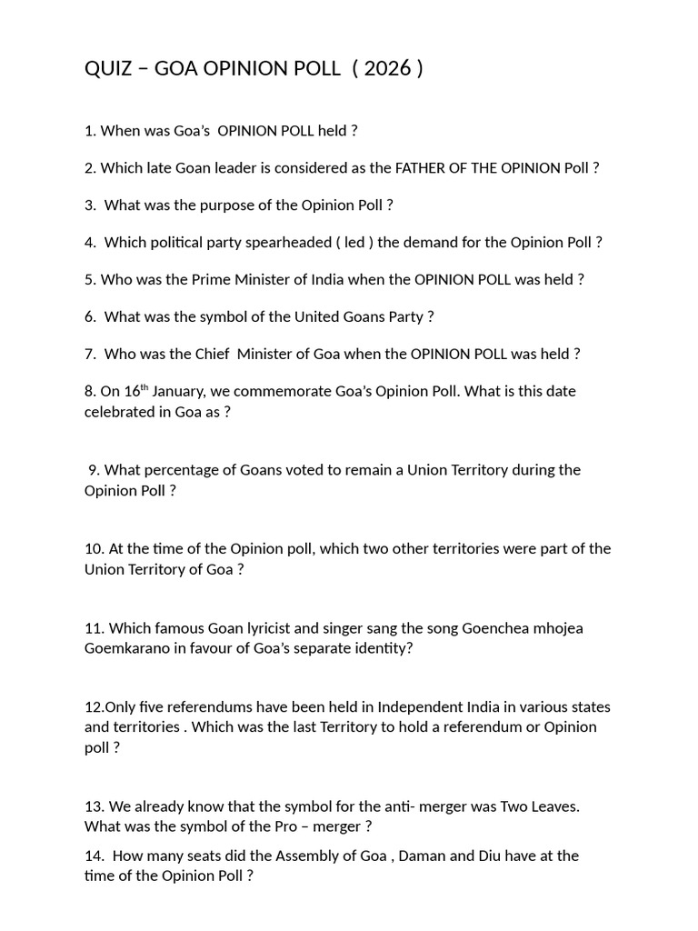 Quiz Opinion Poll 2026 | PDF