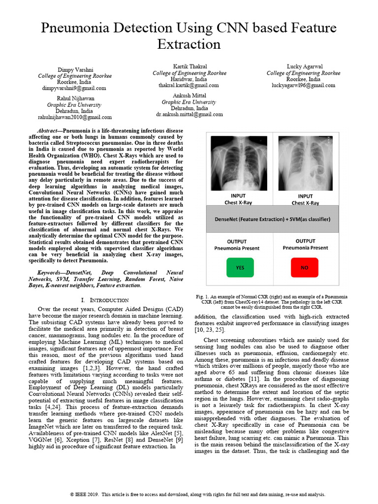 Pneumonia Detection Using CNN Based Feature Extraction | PDF | Support ...