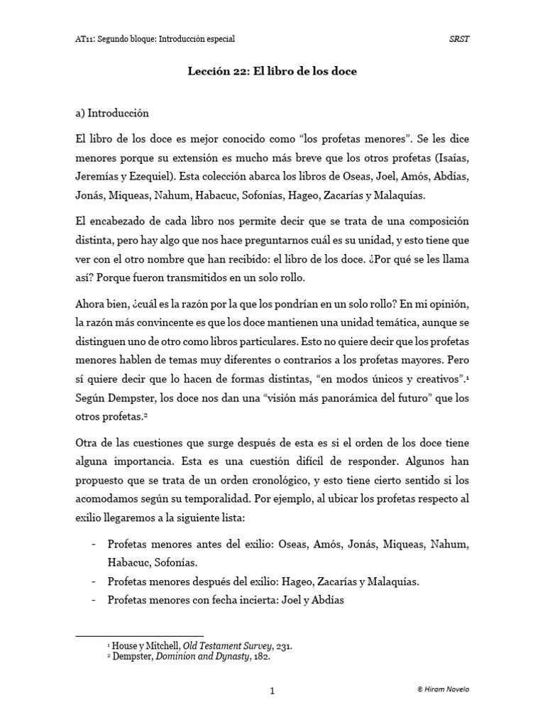 Lección 22 El Libro de Los Doce | PDF | Doce profetas menores | Textos ...