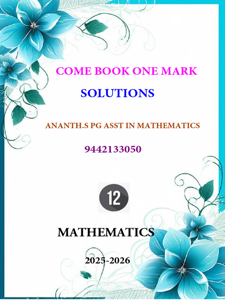 Come Book One Mark With Solutions | PDF | Factorization | Polynomial