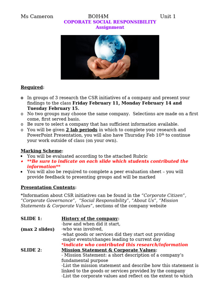 Unit1_BOH_CSRPresentation 2010 (2) | PDF | Corporate Social ...
