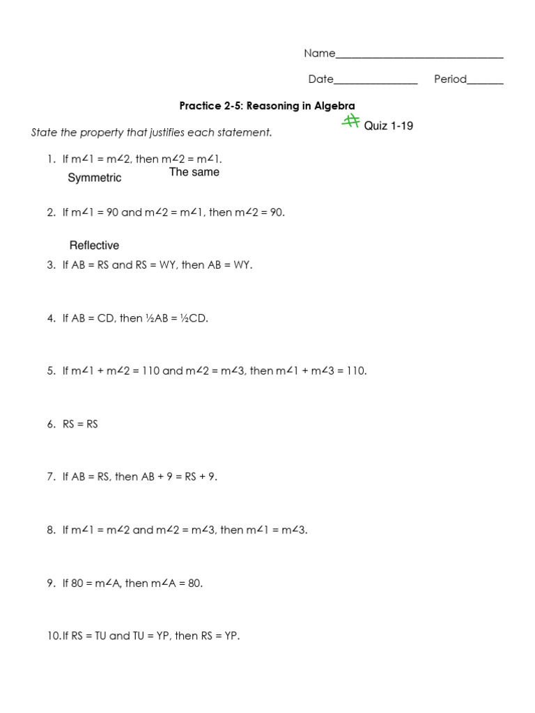 PRAC 2 5+Reasoning+in+Algebra | PDF