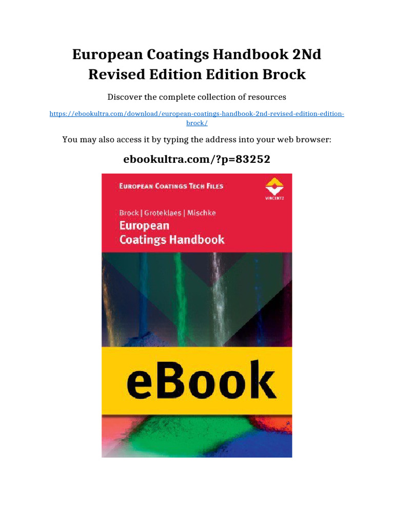 European Coatings Handbook 2nd revised edition Edition Brock full | PDF ...