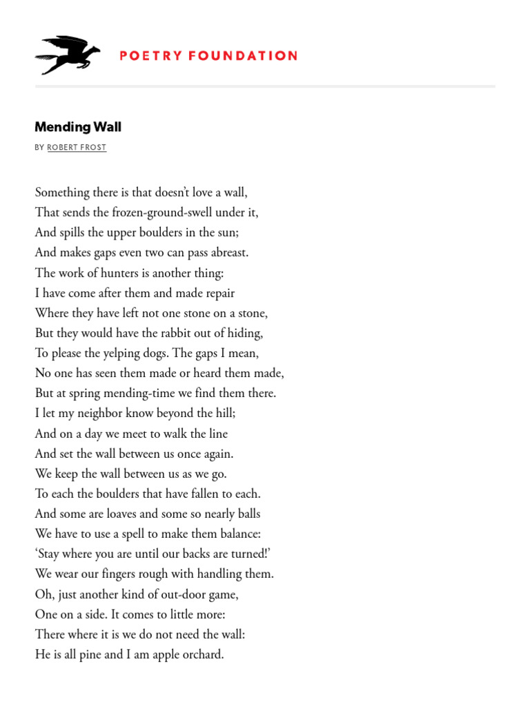 Mending Wall _ the Poetry Foundation | PDF