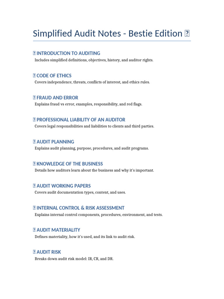 Audit Notes Simplified Bestie | PDF