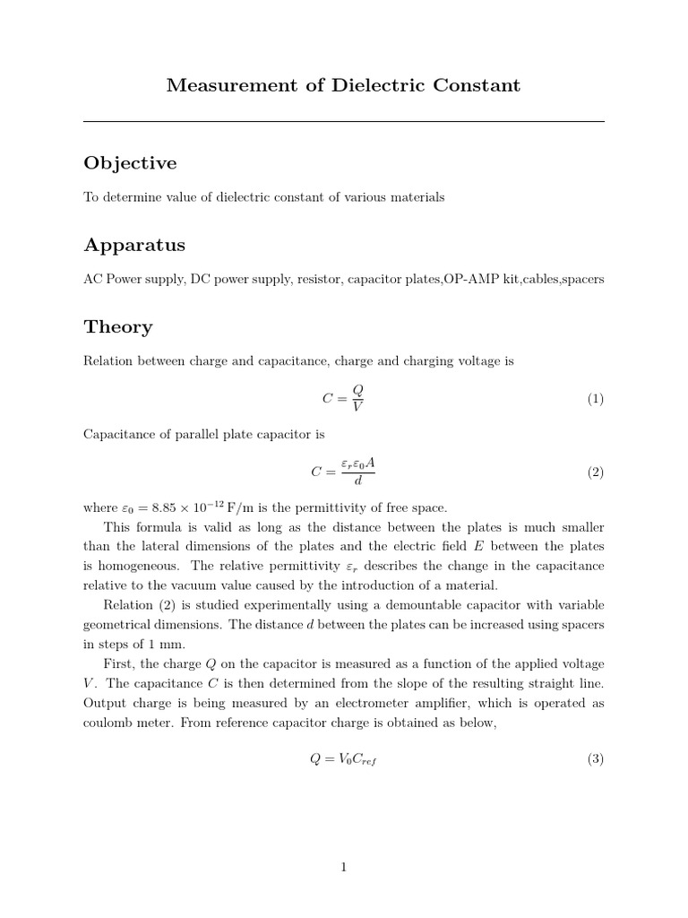 Measurement of Capacitance | PDF | Capacitor | Capacitance