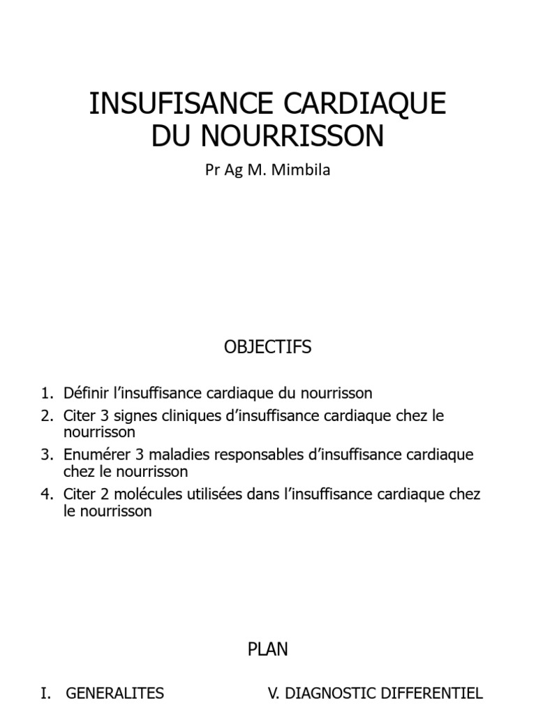 L'insufisance Cardiaque Du Nourrisson Cours Def | PDF | Insuffisance ...