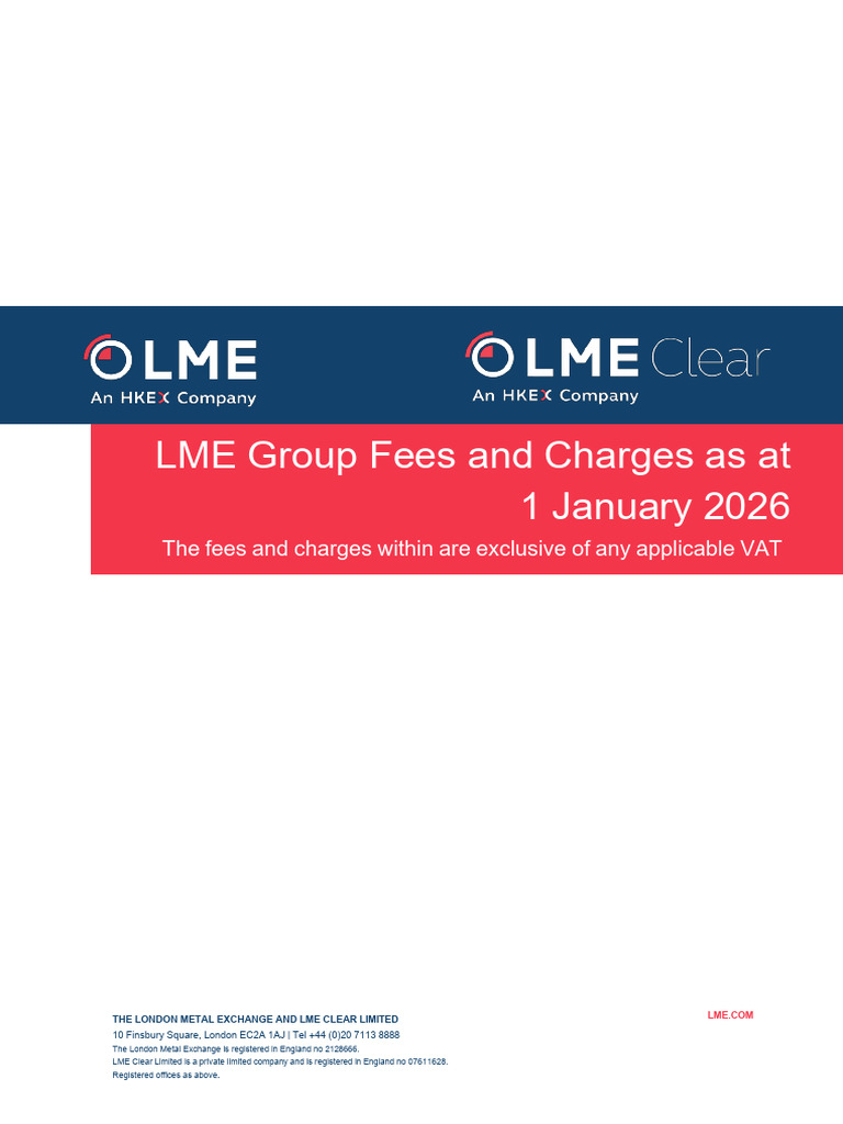 LME Group Fees and Charges 1 January 2026 | PDF | Commodity Futures ...